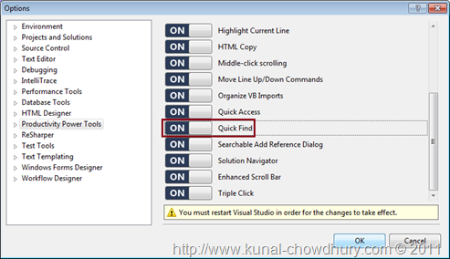 "Quick Find" a better way using Visual Studio Productivity Power Tools